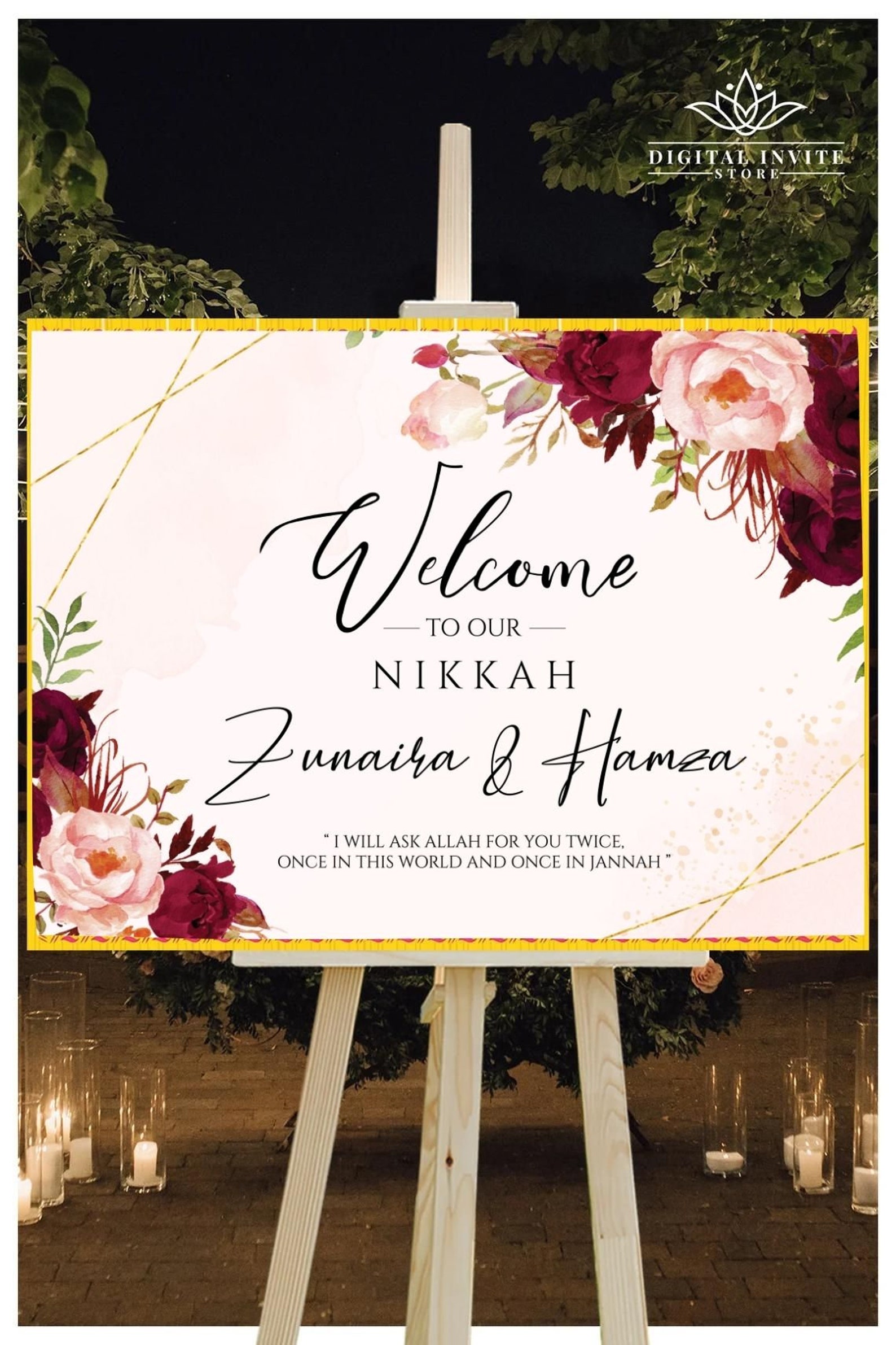 Muslim Wedding Welcome Sign, Nikaah Welcome Signage Board, Nikkah ...