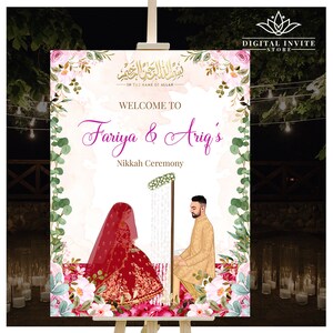 Custom Portrait Nikkah Welcome Signs, Muslim Wedding Welcome Signages ...