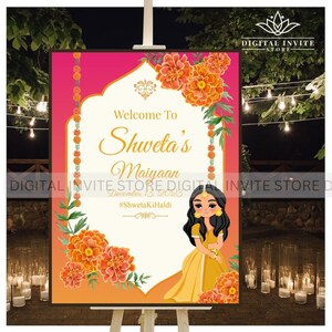 Maiyaan Signage Board, Gaye Holud Welcome Signage, Indian Maiya Decor ...