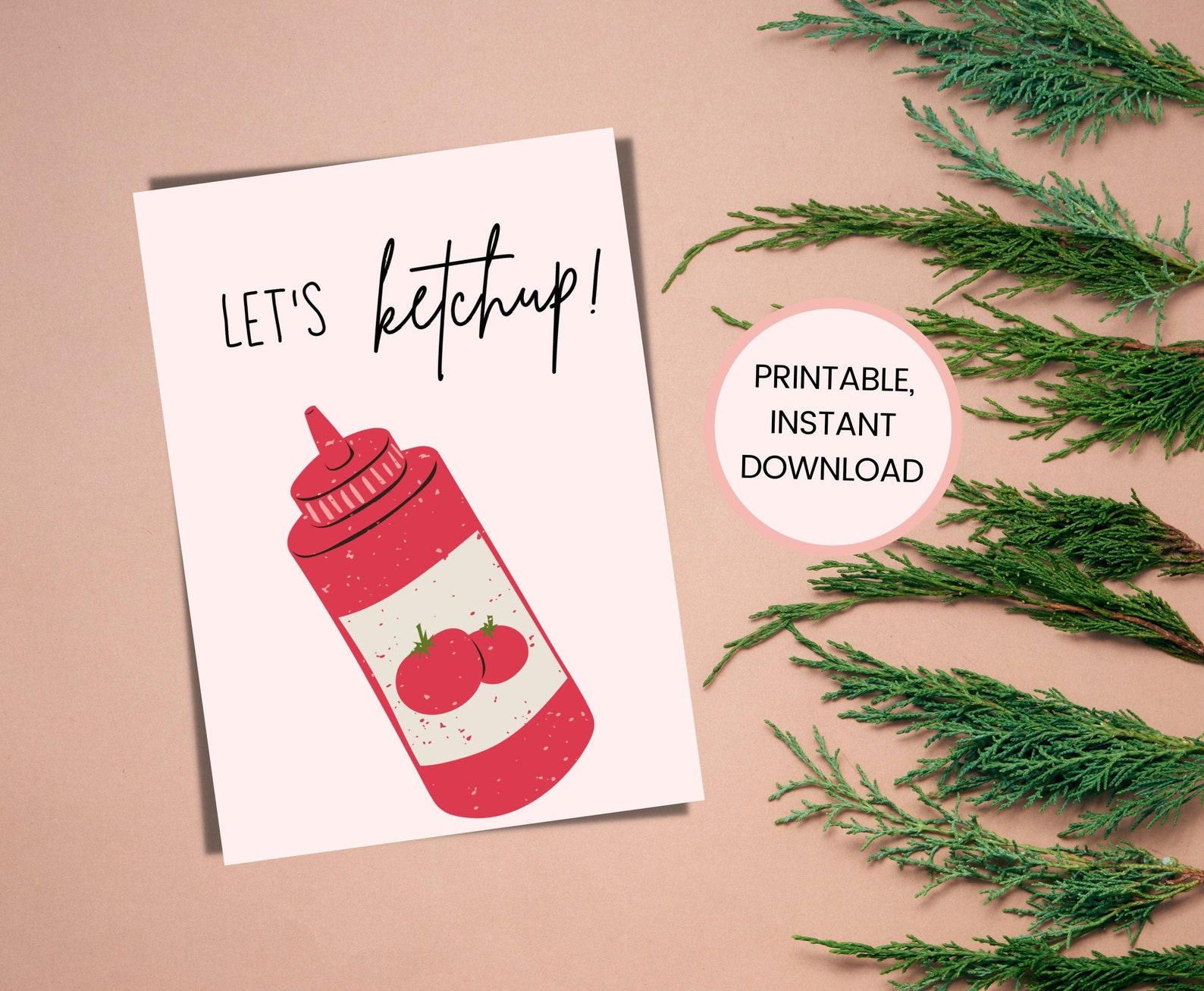 Let's Ketchup Card Digital Download Card Printable Card | Etsy