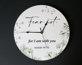 Bible Verse Wall Clock, Isaiah 41:11, Not Fear, Christian Clock, Wall ...