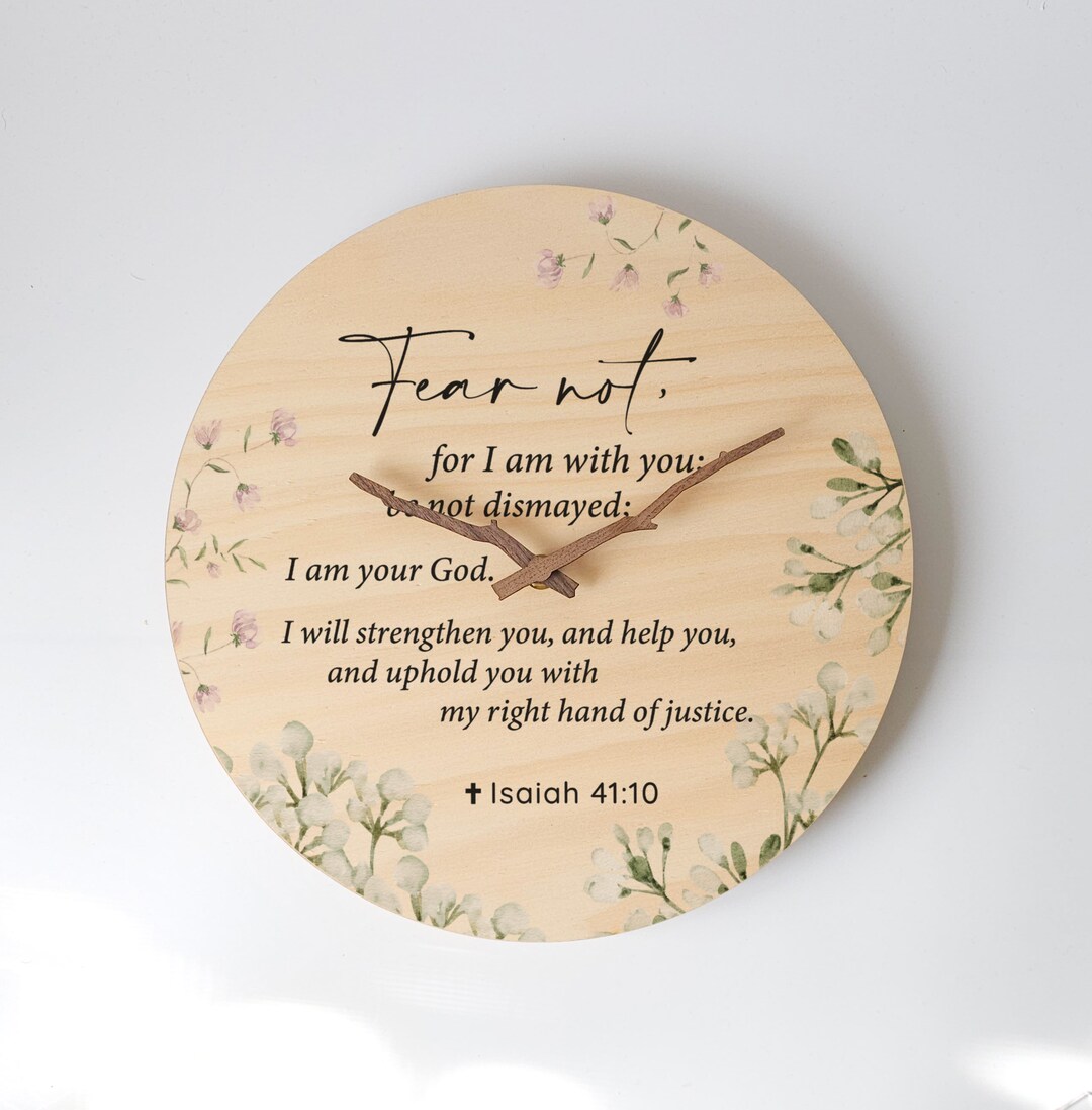 Bible Verse Wall Clock, Isaiah 41:11, Not Fear, Christian Clock, Wall ...
