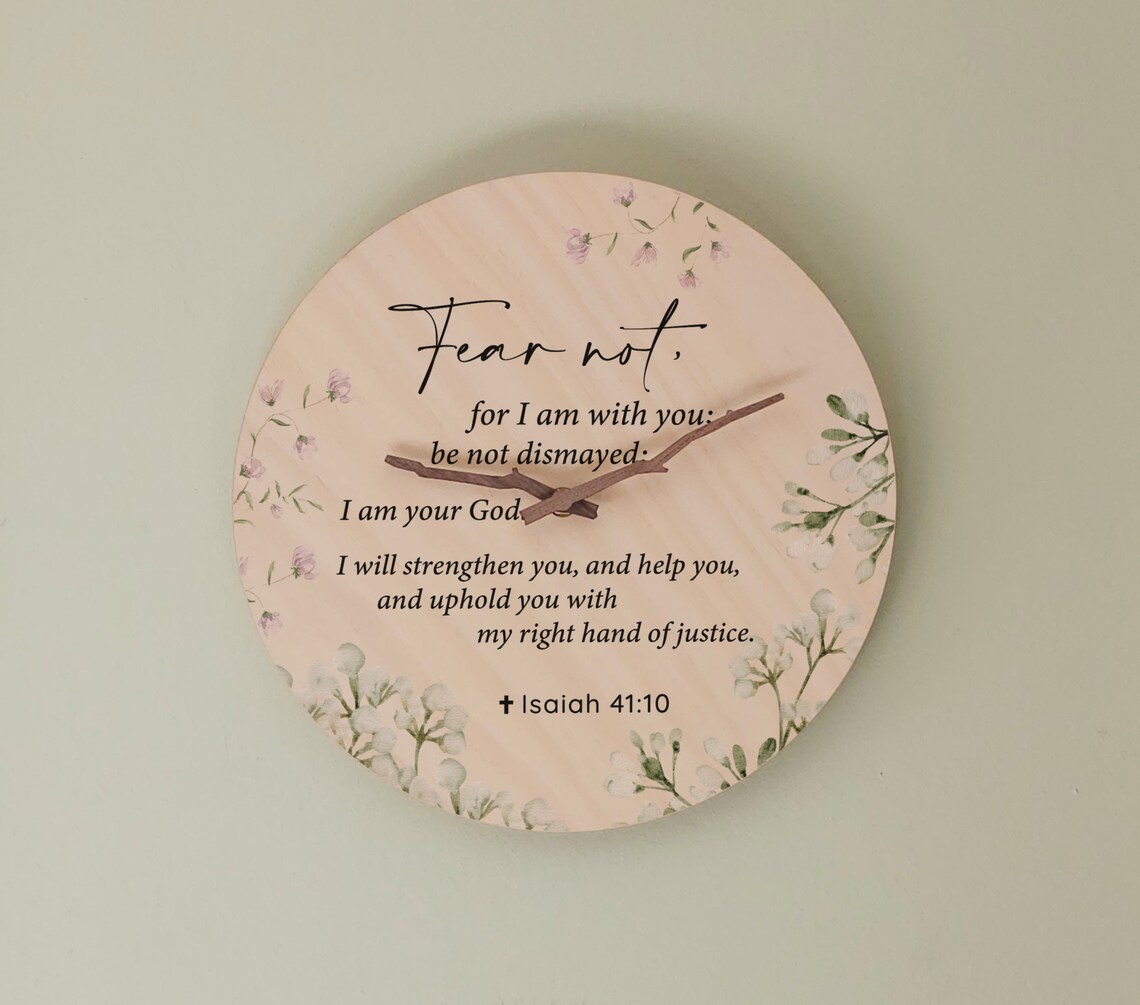 Bible Verse Wall Clock, Isaiah 41:11, Not Fear, Christian Clock, Wall ...