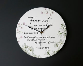 Bible Verse Wall Clock, Isaiah 41:11, Not Fear, Christian Clock, Wall ...