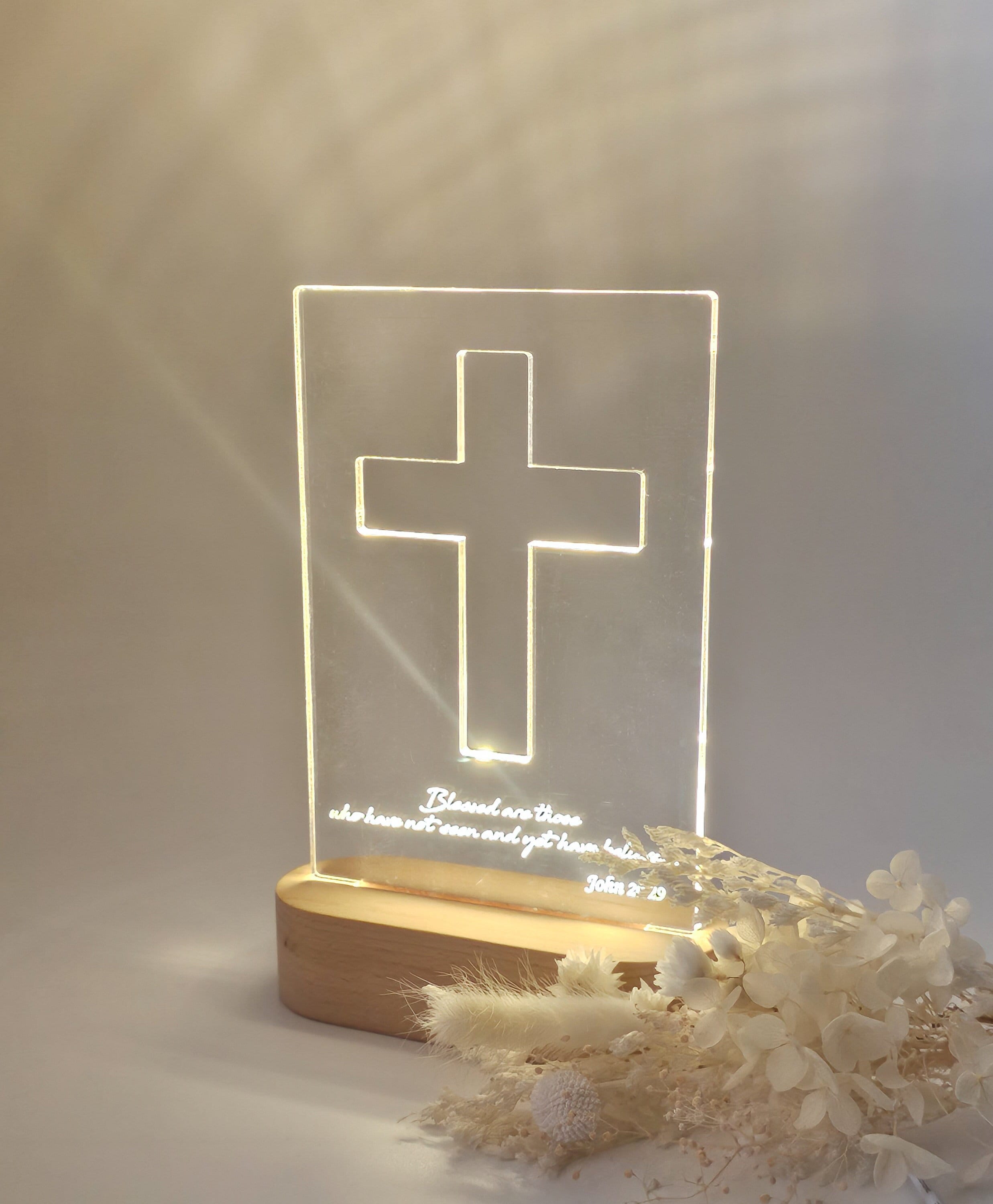 Cross LED Night Light Personalized With Your Text Bible Verse Custom ...
