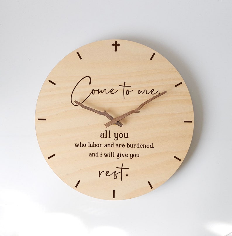 Bible Verse Wall Clock, Matthew 11:28, Come to Me, Christian Clock ...