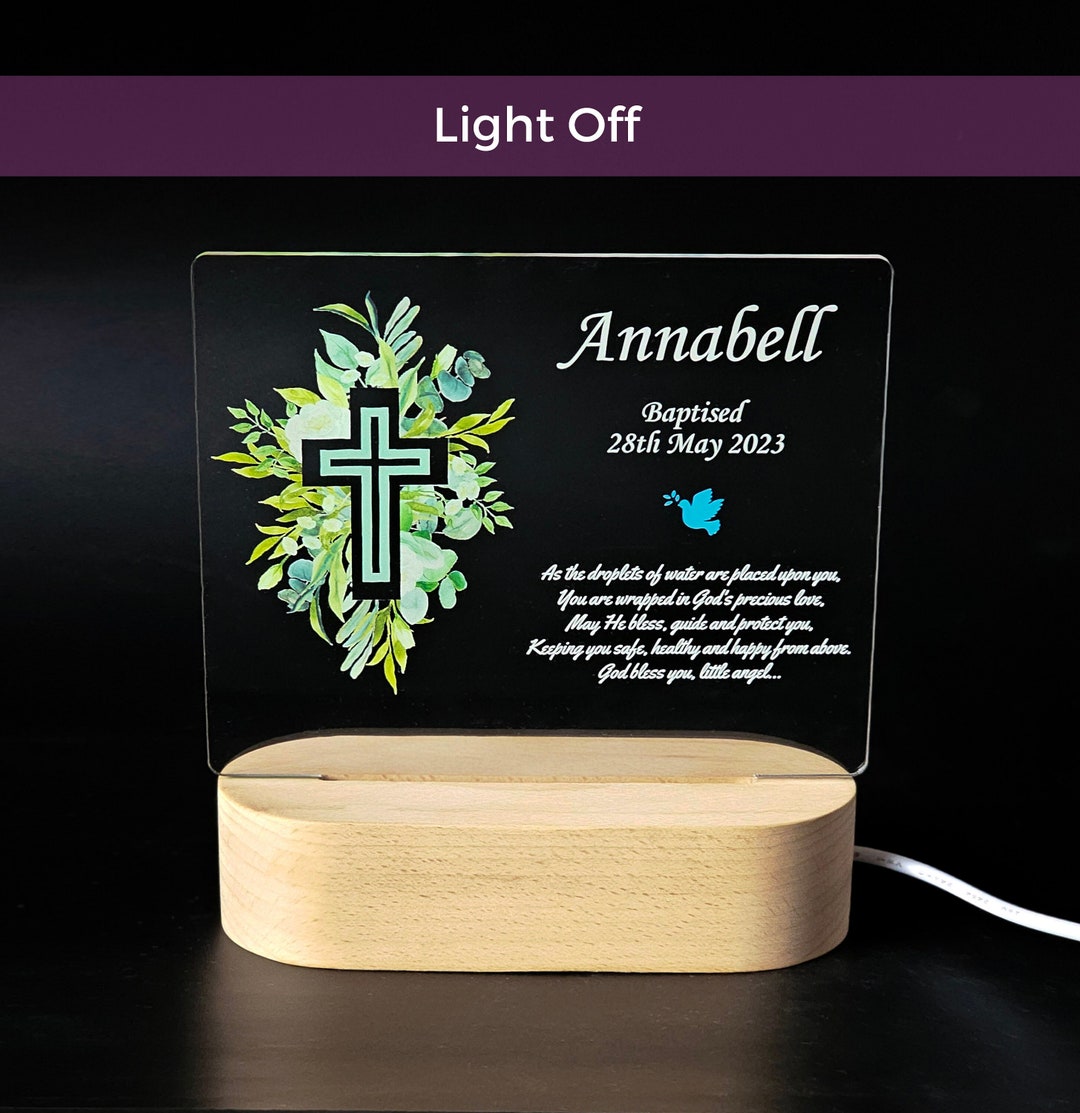 Personalised Baptism Gift, Custom Christening LED Night Light ...