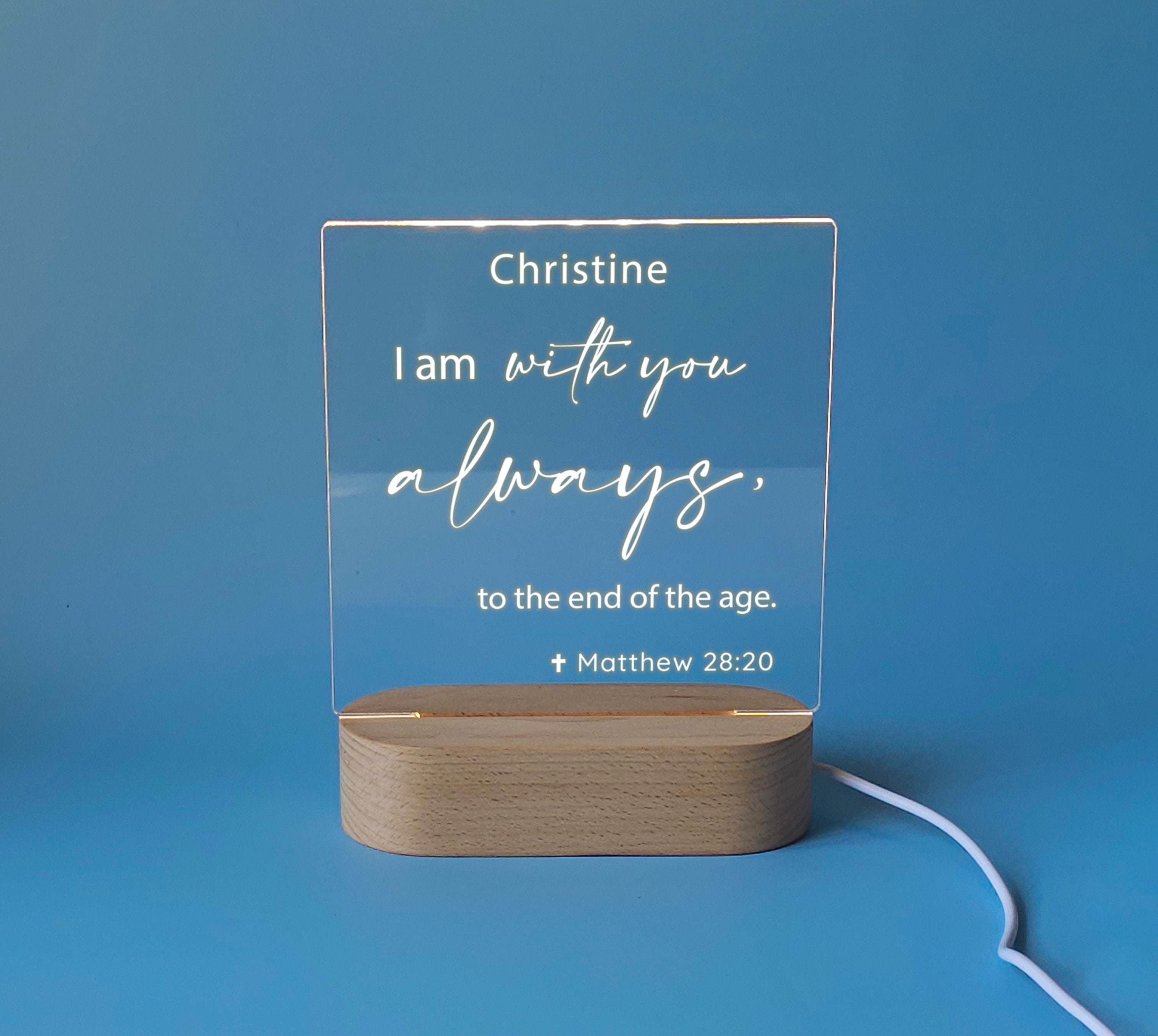 Bible Verse LED Night Light, With You Always, Matthew 28:20, Baptism ...