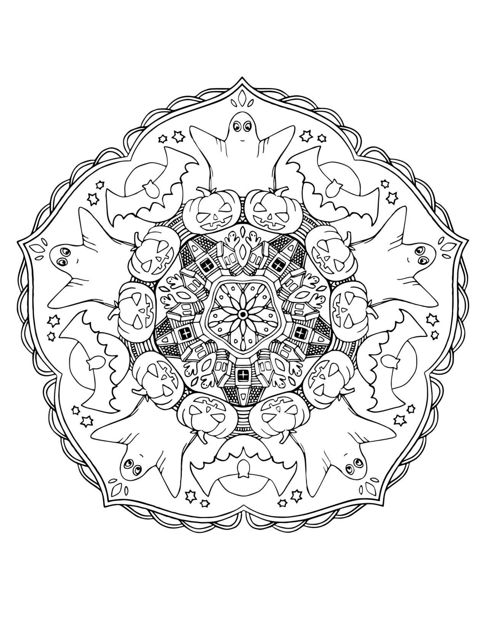 19 Halloween Mandalas Coloring Pages for Kids and Adults Jpgs. Download ...