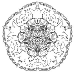 19 Halloween Mandalas Coloring Pages for Kids and Adults Jpgs. Download ...