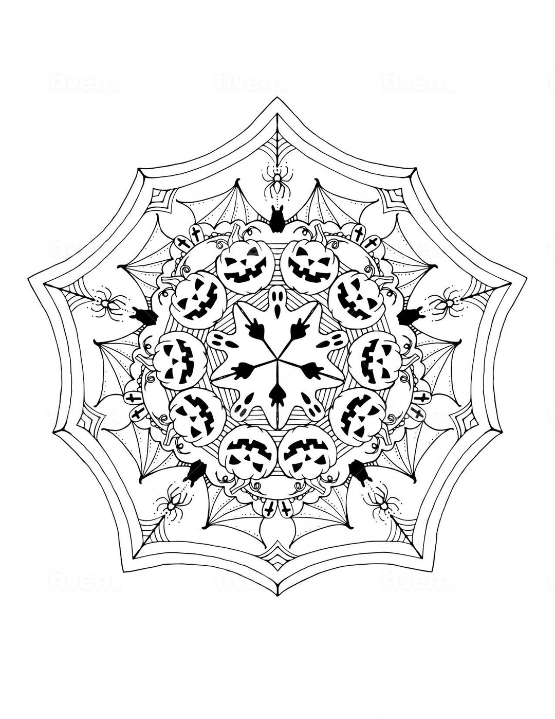 19 Halloween Mandalas Coloring Pages for Kids and Adults Jpgs. Download ...