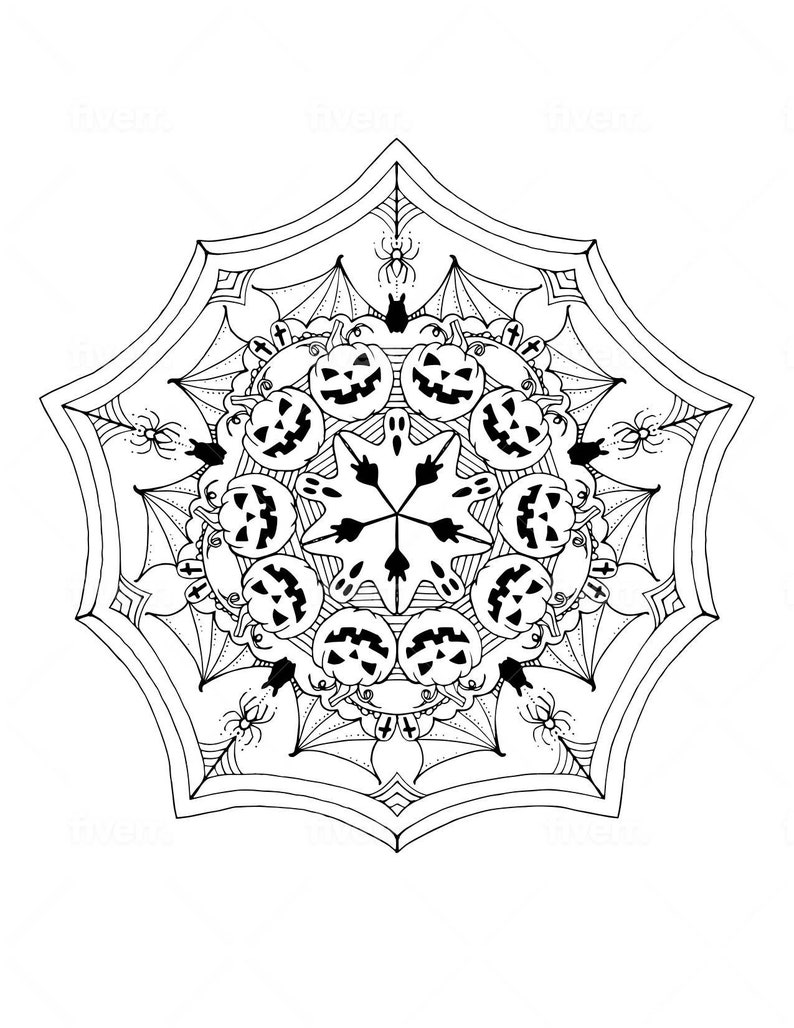 19 Halloween Mandalas Coloring Pages for Kids and Adults Jpgs. Download ...