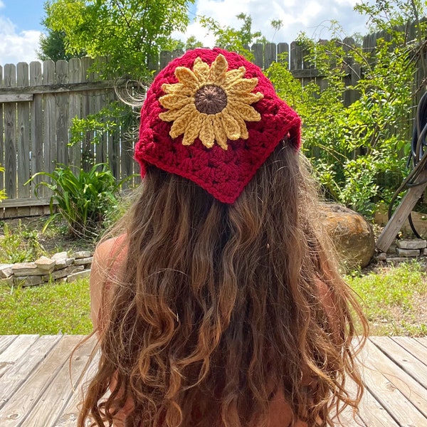 Sunflower Crochet Bandana Pattern - Etsy