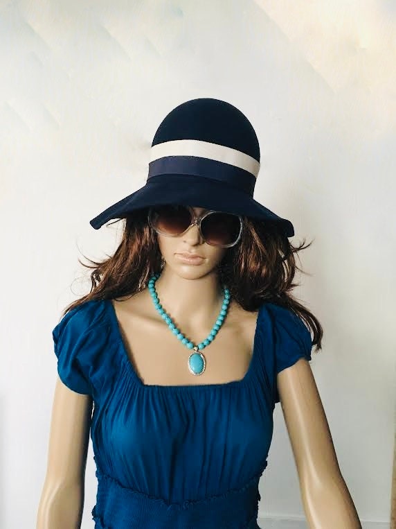 1970s Blue Wool Floppy Hat. Vintage Floppy Hat. Wool Floppy Hat - Etsy