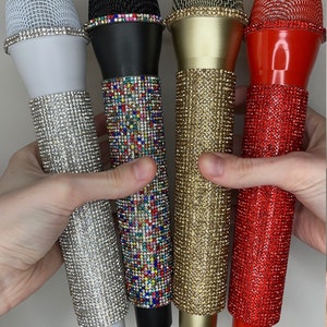 Prop Microphones - Custom Text, Rhinestone Fake Mics - Concert/festival ...