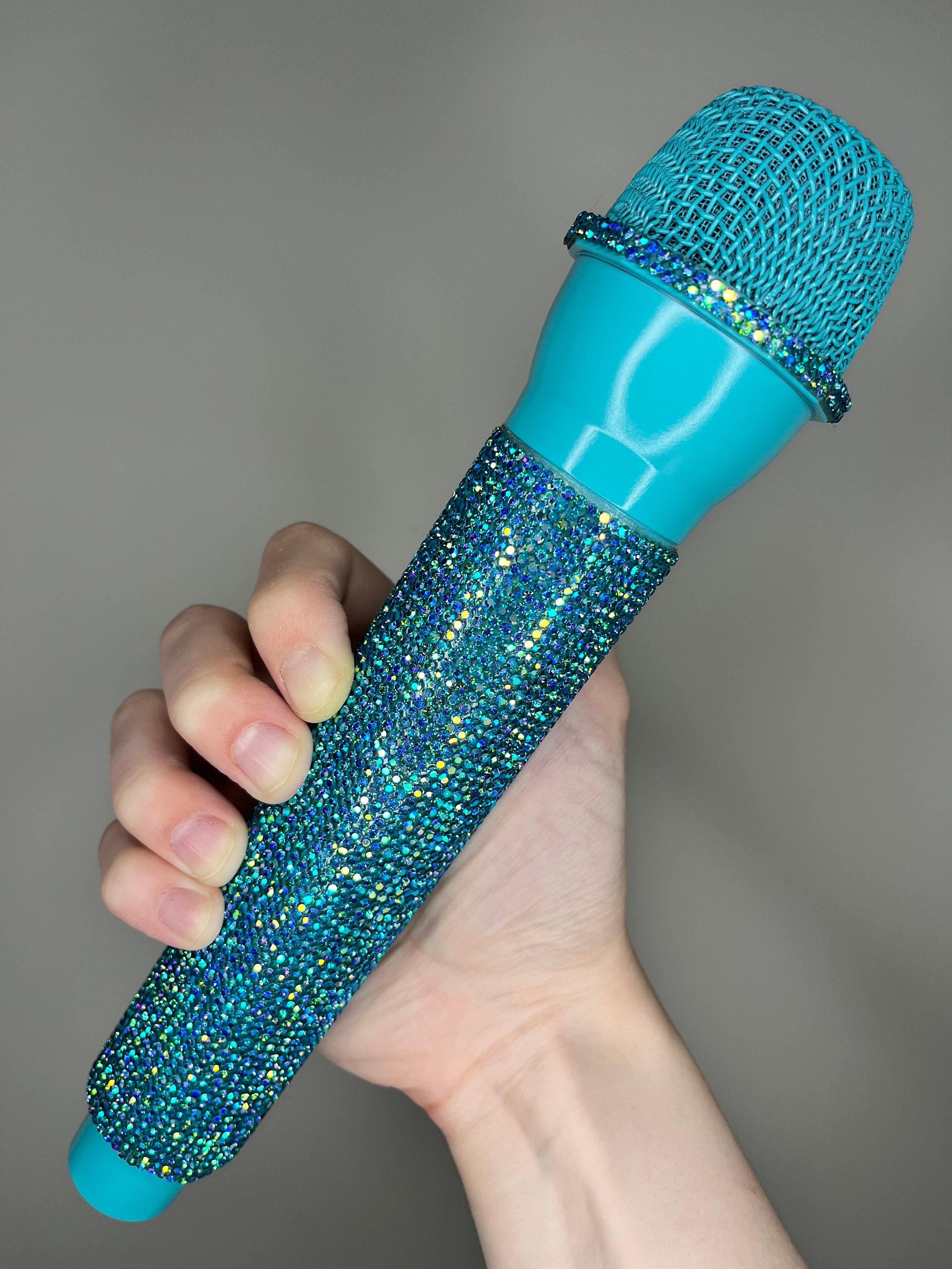Iridescent Rhinestone Prop Microphones - Concert AB Holo Sparkle Fake ...