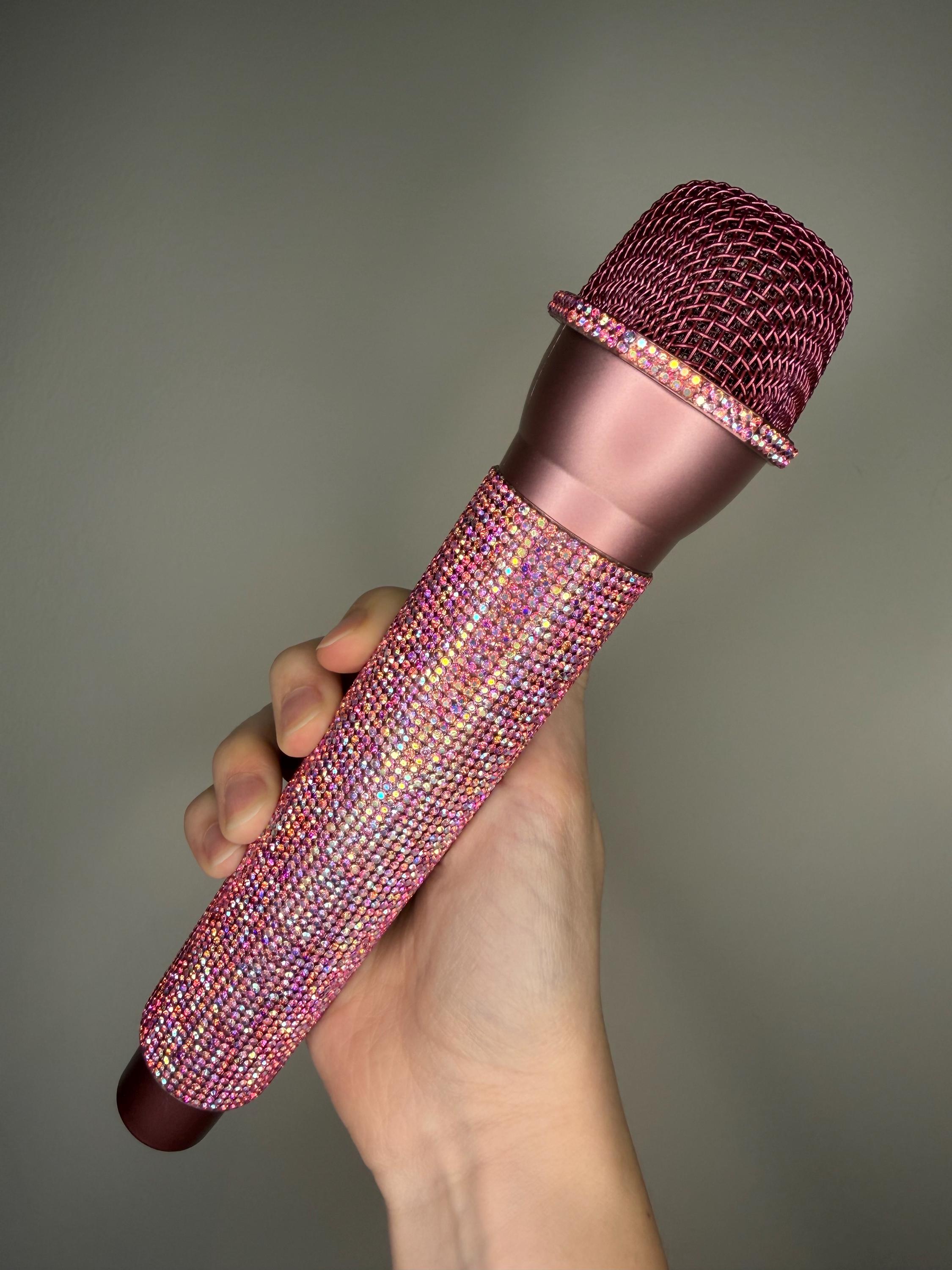 Iridescent Rhinestone Prop Microphones - Concert AB Holo Sparkle Fake ...