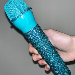 Iridescent Rhinestone Prop Microphones - Concert AB Holo Sparkle Fake ...