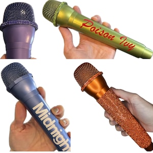Prop Microphones - Custom Text, Rhinestone Fake Mics - Concert/festival ...