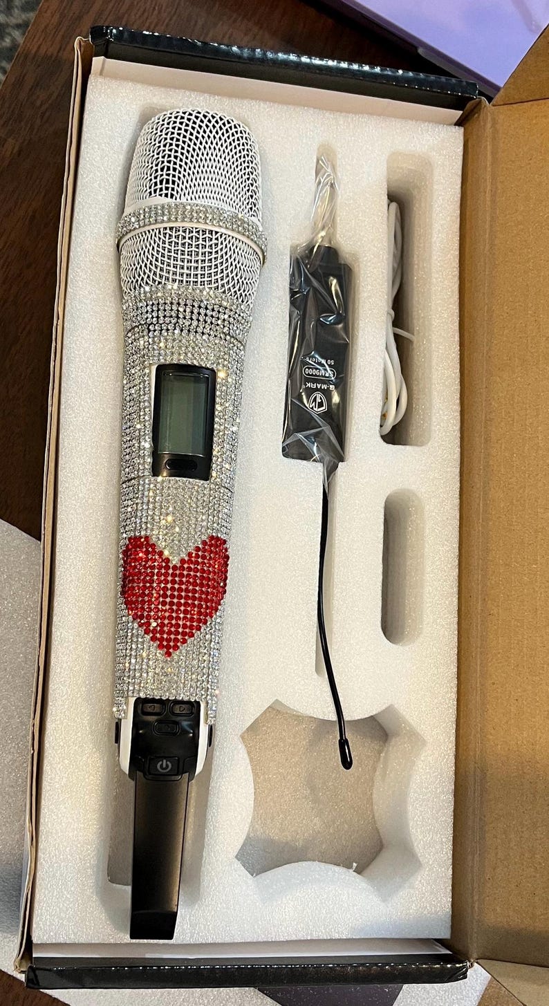 Red Heart Sabrina Professional Wireless Microphone for Karaoke and ...