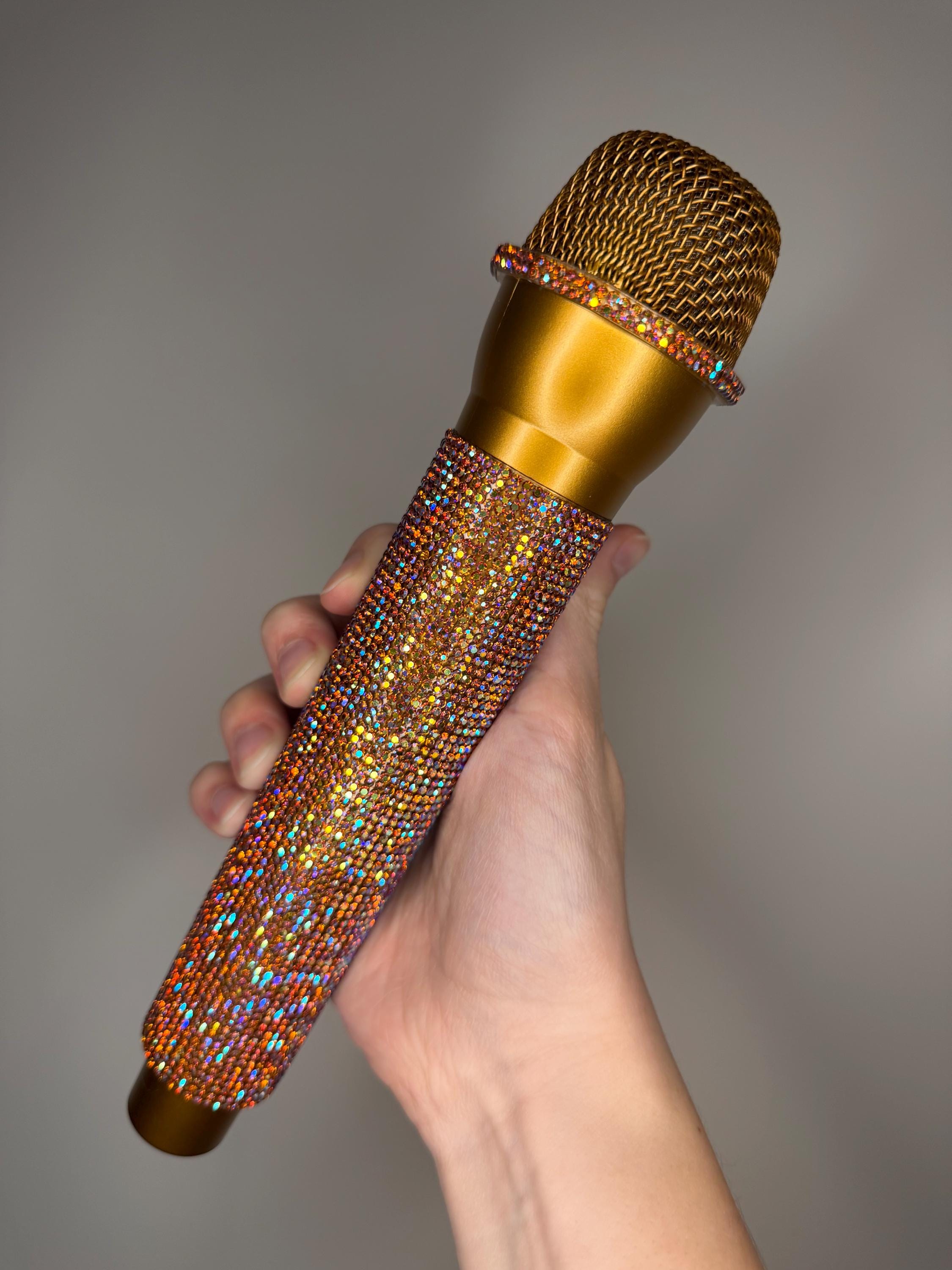 Iridescent Rhinestone Prop Microphones - Concert AB Holo Sparkle Fake ...