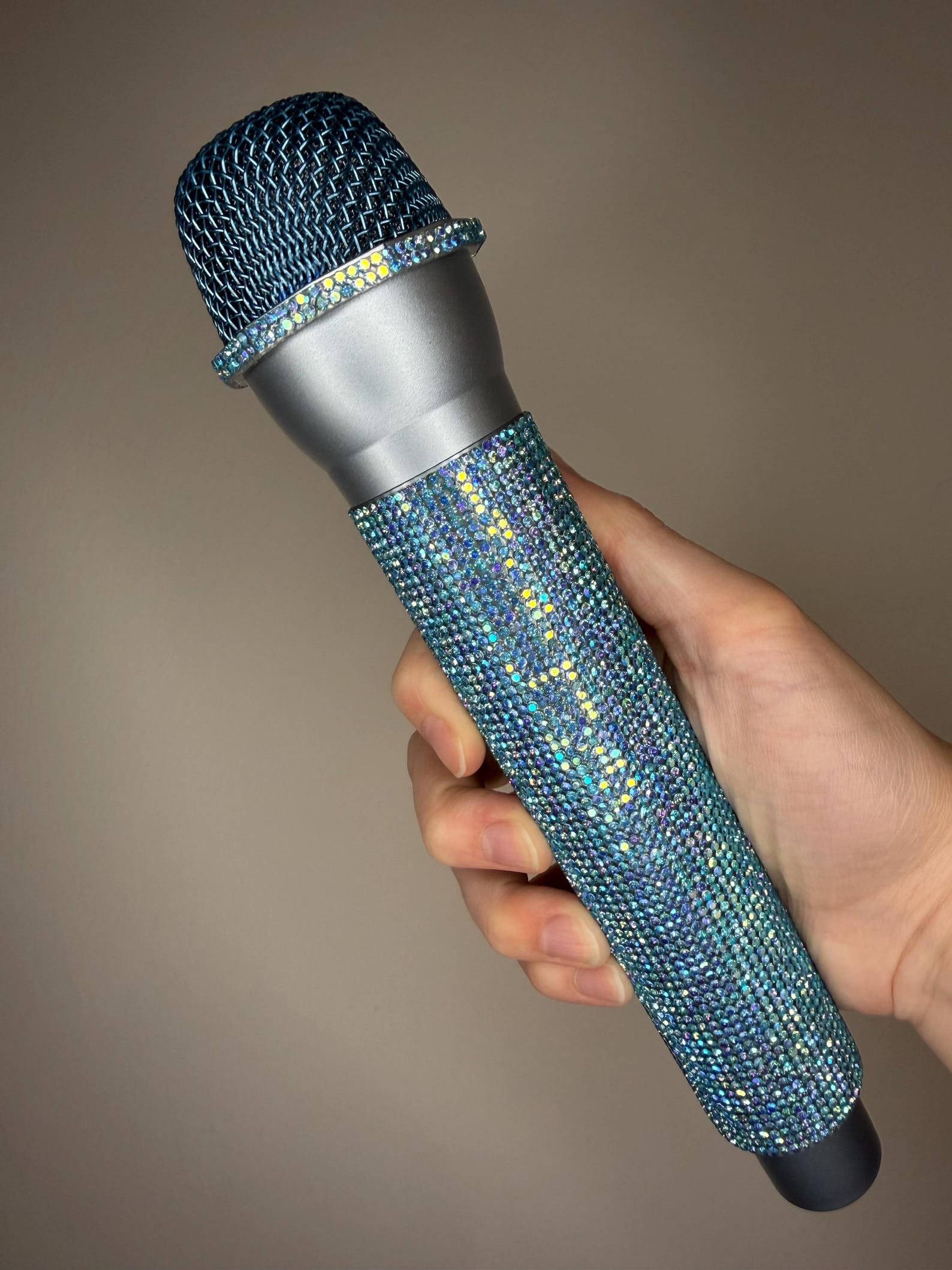 Iridescent Rhinestone Prop Microphones - Concert AB Holo Sparkle Fake ...