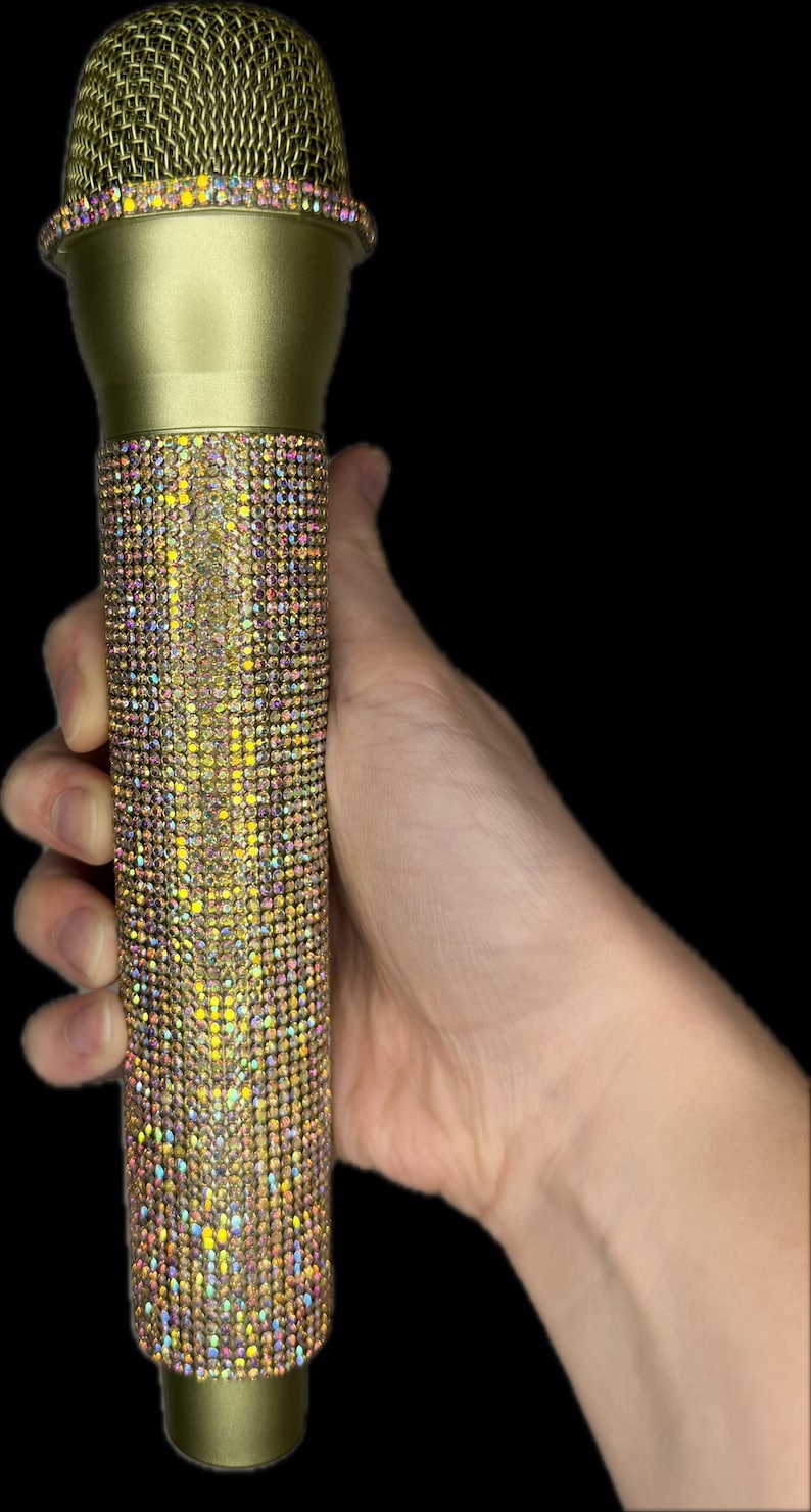 Iridescent Rhinestone Prop Microphones - Concert AB Holo Sparkle Fake ...
