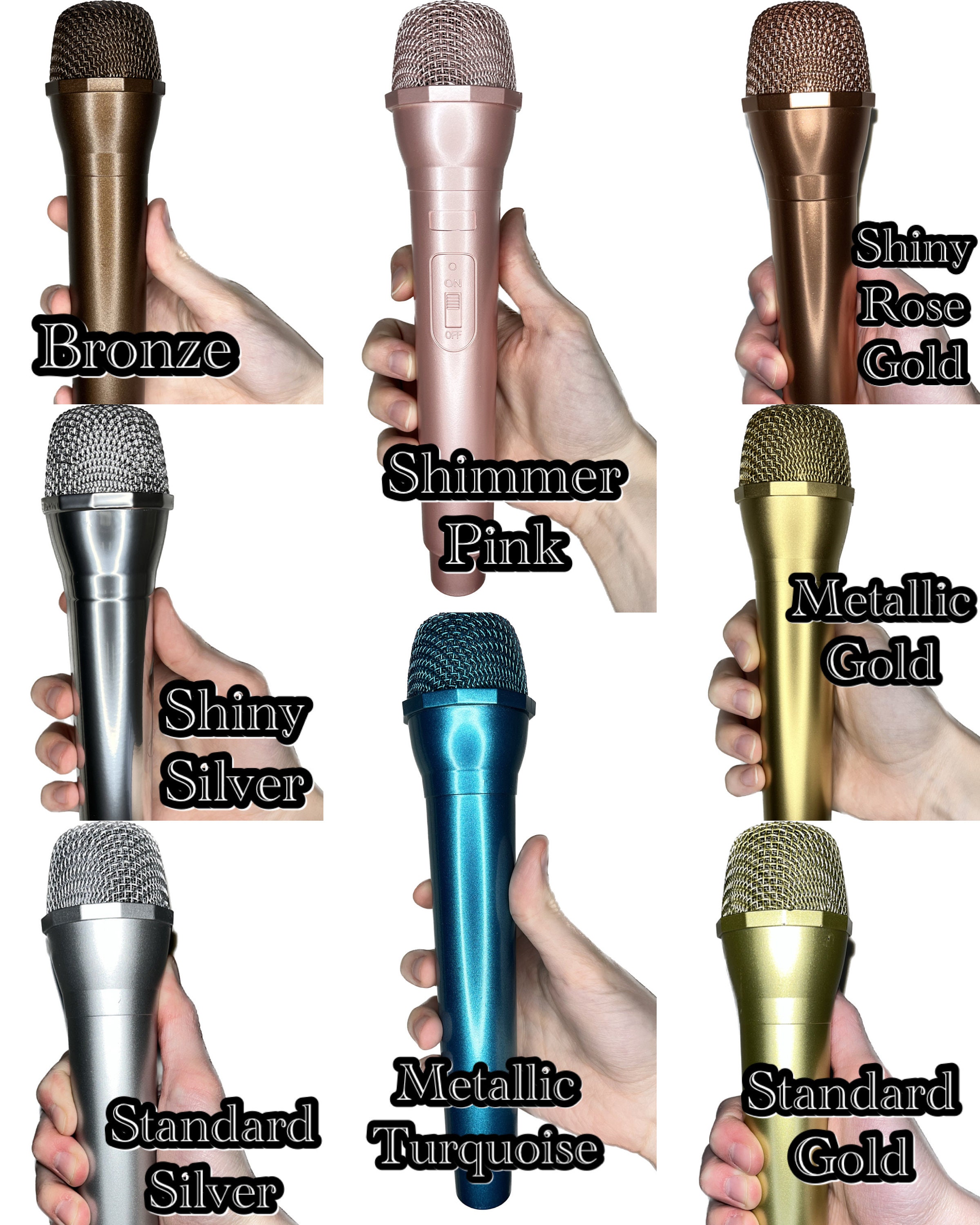 Metallic Shiny Prop Microphones - Concert/festival Sparkly Fake Mic ...