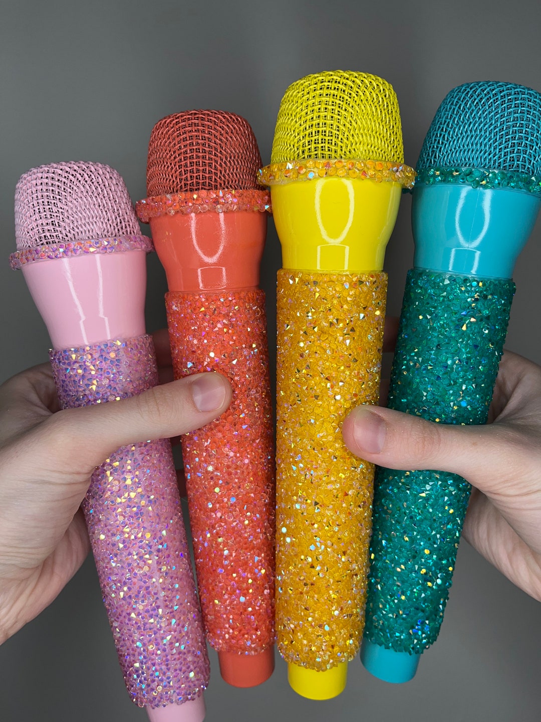 Crystal Rhinestone Prop Microphones Sparkly Concert/festival Tour Fake ...
