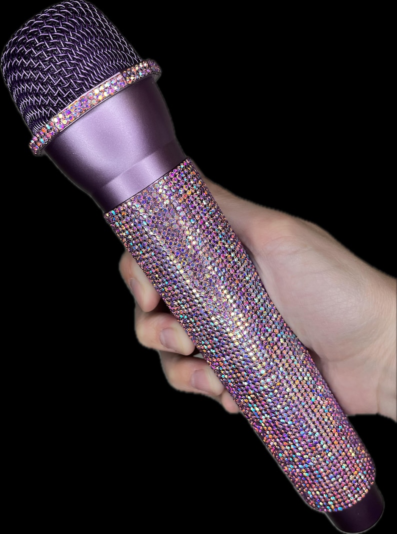 Iridescent Rhinestone Prop Microphones - Concert AB Holo Sparkle Fake ...
