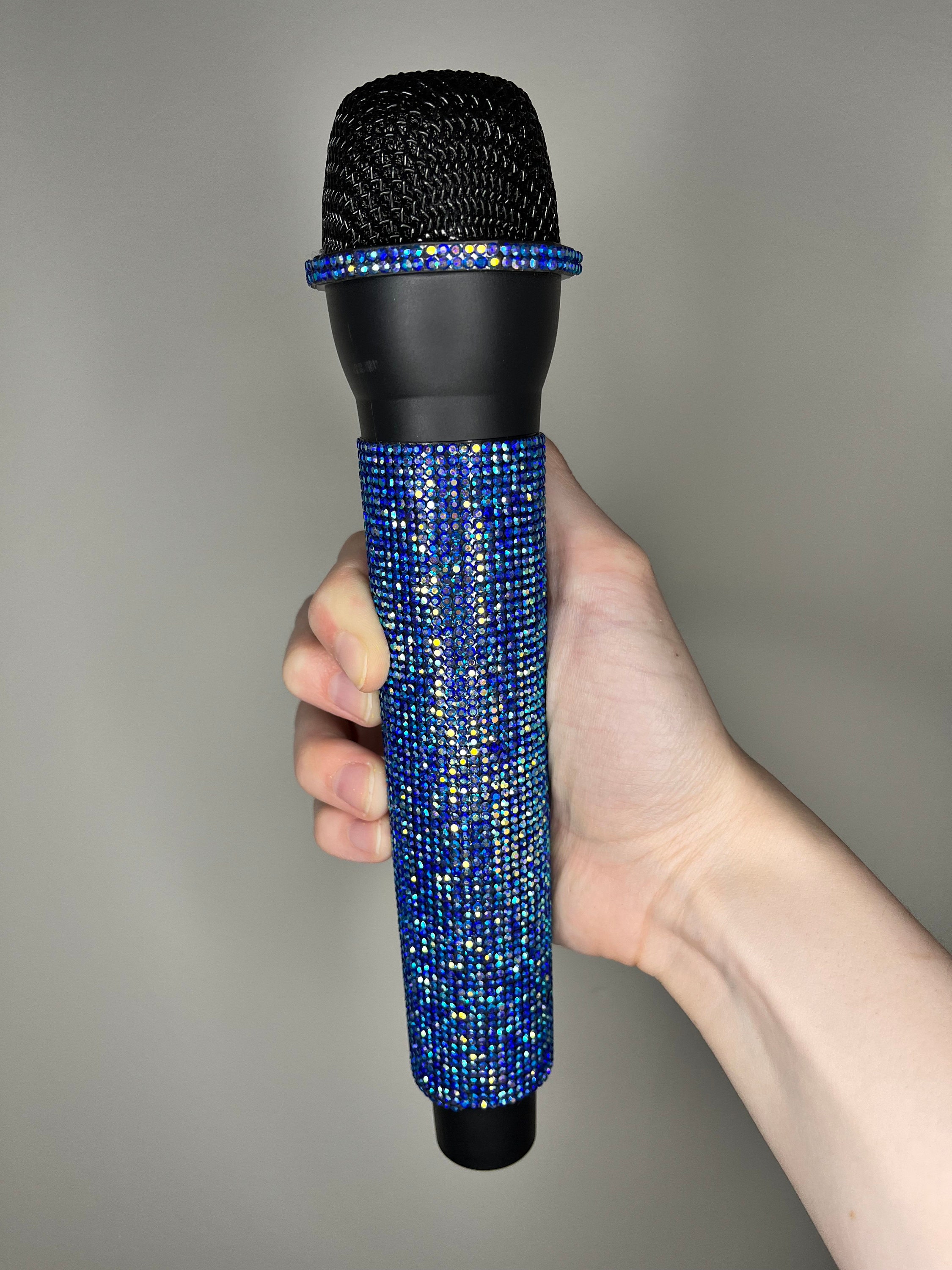 Iridescent Rhinestone Prop Microphones - Concert AB Holo Sparkle Fake ...