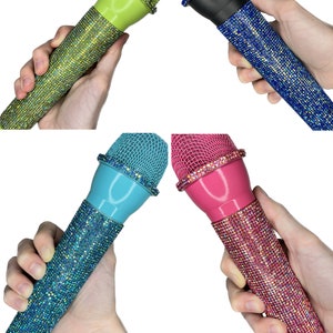 Iridescent Rhinestone Prop Microphones - Concert AB Holo Sparkle Fake ...