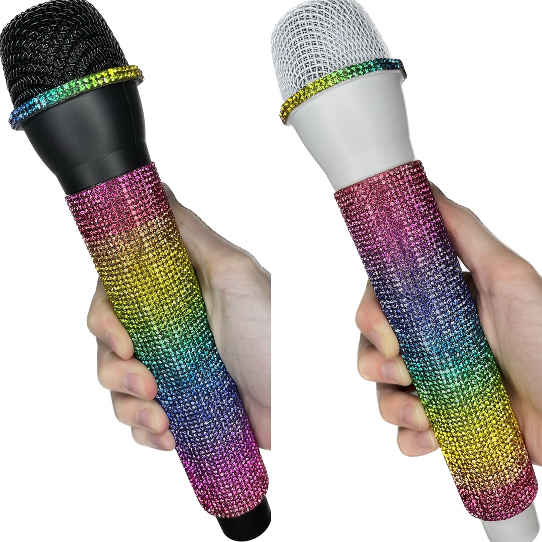 Rainbow Rhinestone Prop Microphone - Concert/festival/lgbtq+ Pride ...