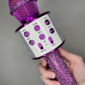 Wireless Bluetooth Karaoke Microphones - Plain or Rhinestone Sparkly ...