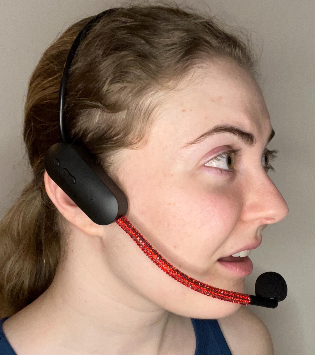 Sparkly Headset Wireless Working Microphone - Rhinestone Decorated Head ...