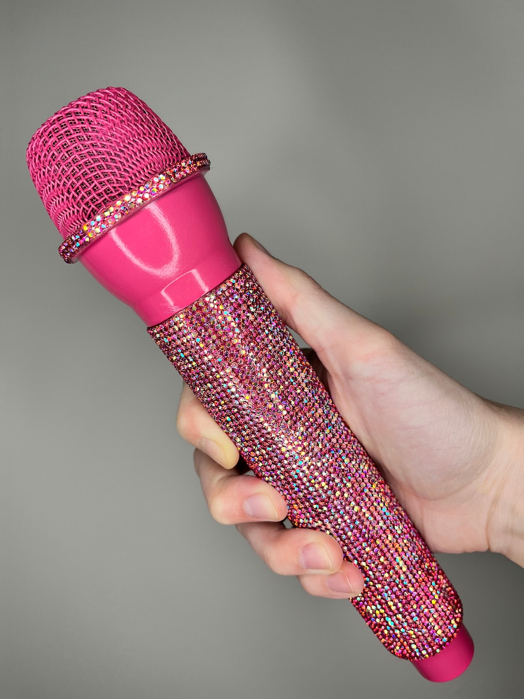 Iridescent Rhinestone Prop Microphones - Concert AB Holo Sparkle Fake ...