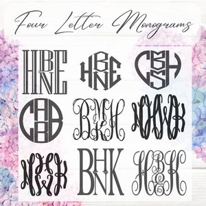 Monogram Decal Sticker FREE SHIPPING! 4 Letter Monogram Decal | Four ...