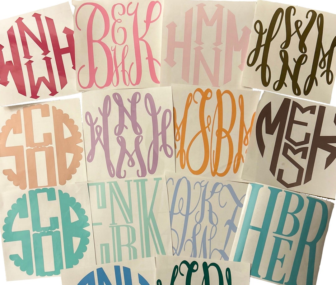 Monogram Decal Sticker FREE SHIPPING! 4 Letter Monogram Decal | Four ...