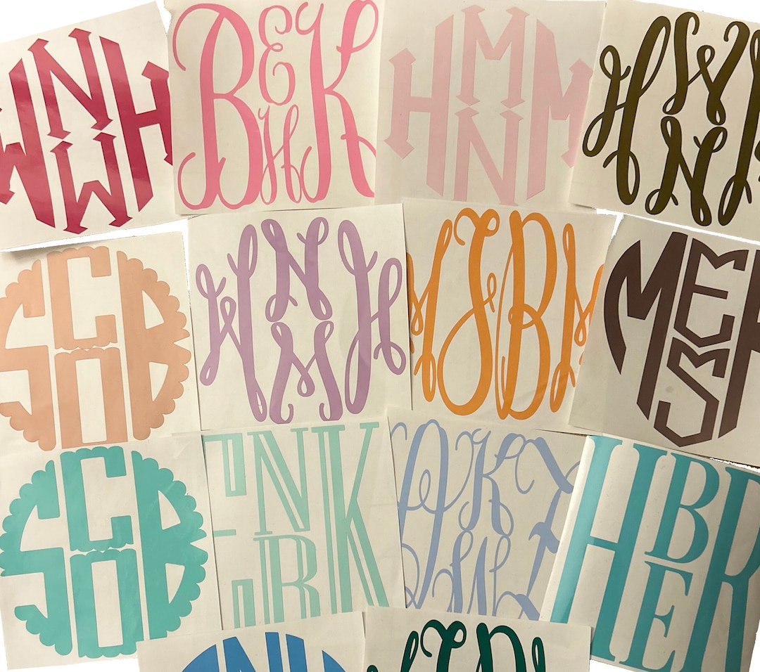 Monogram Decal Sticker FREE SHIPPING! 4 Letter Monogram Decal | Four ...