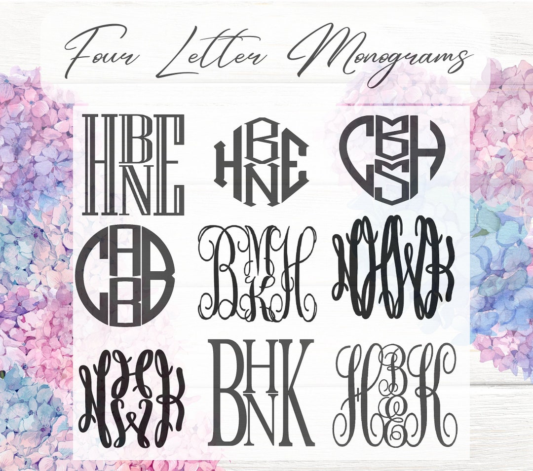 4 Initial Monogram Decal Four Letter Monogram Decal 4 Letter Monogram Personalized Monogram ...