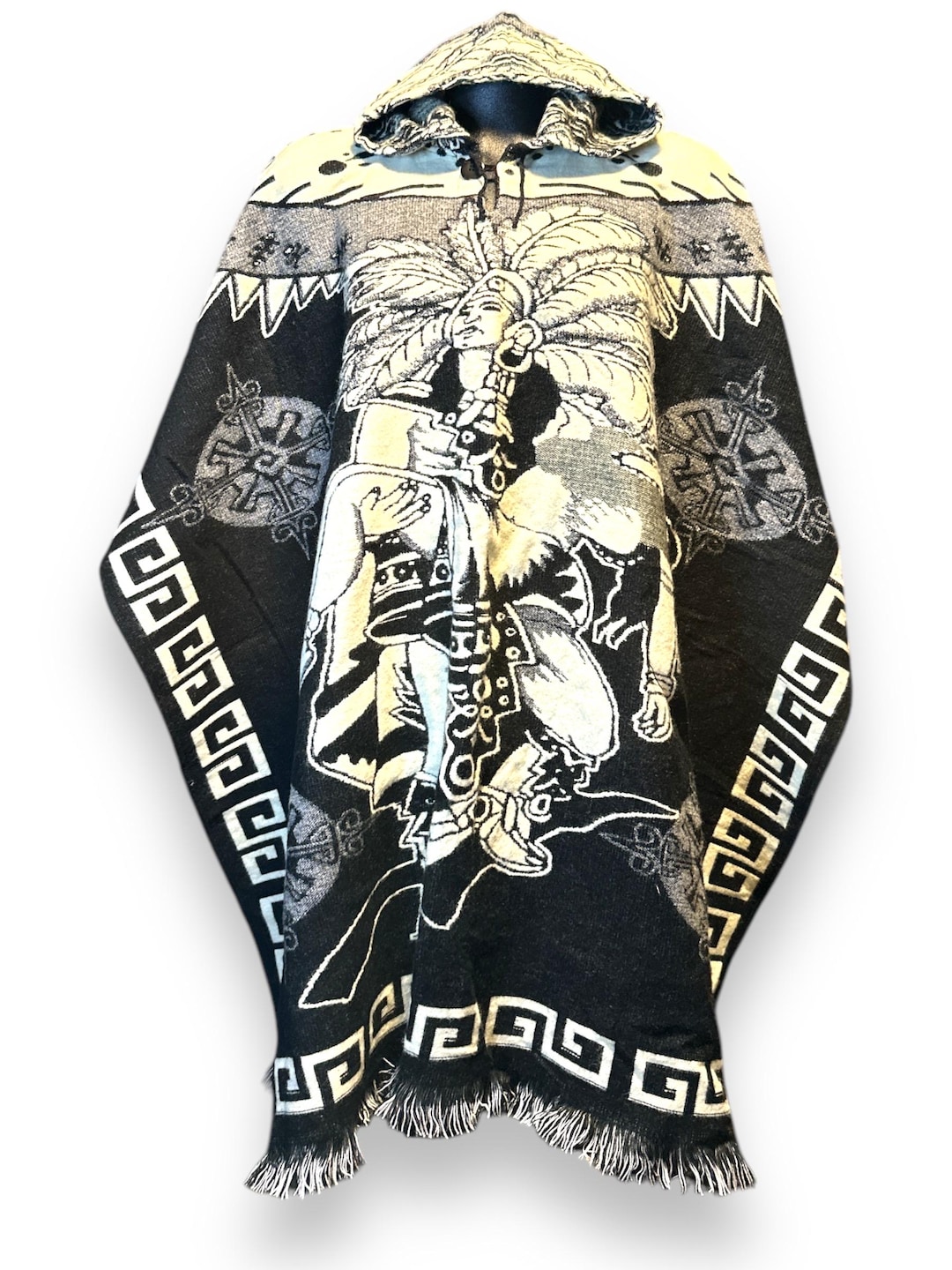 Aztec Warrior Alpaca Poncho Super Soft Machine Wash Safe - Etsy