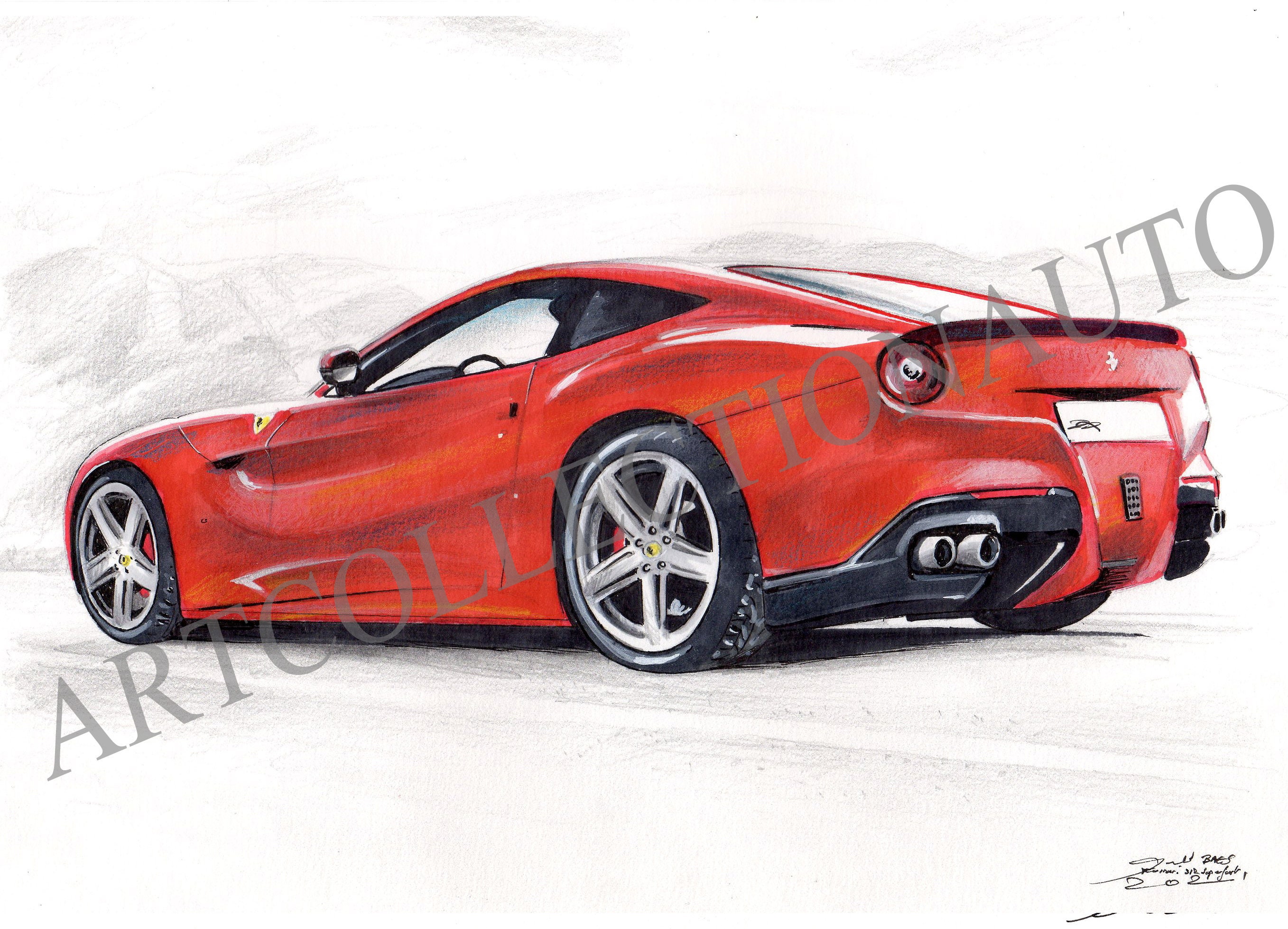 FERRARI 812 Superfast Original Drawing Royalty Free Baes Gérald - Etsy