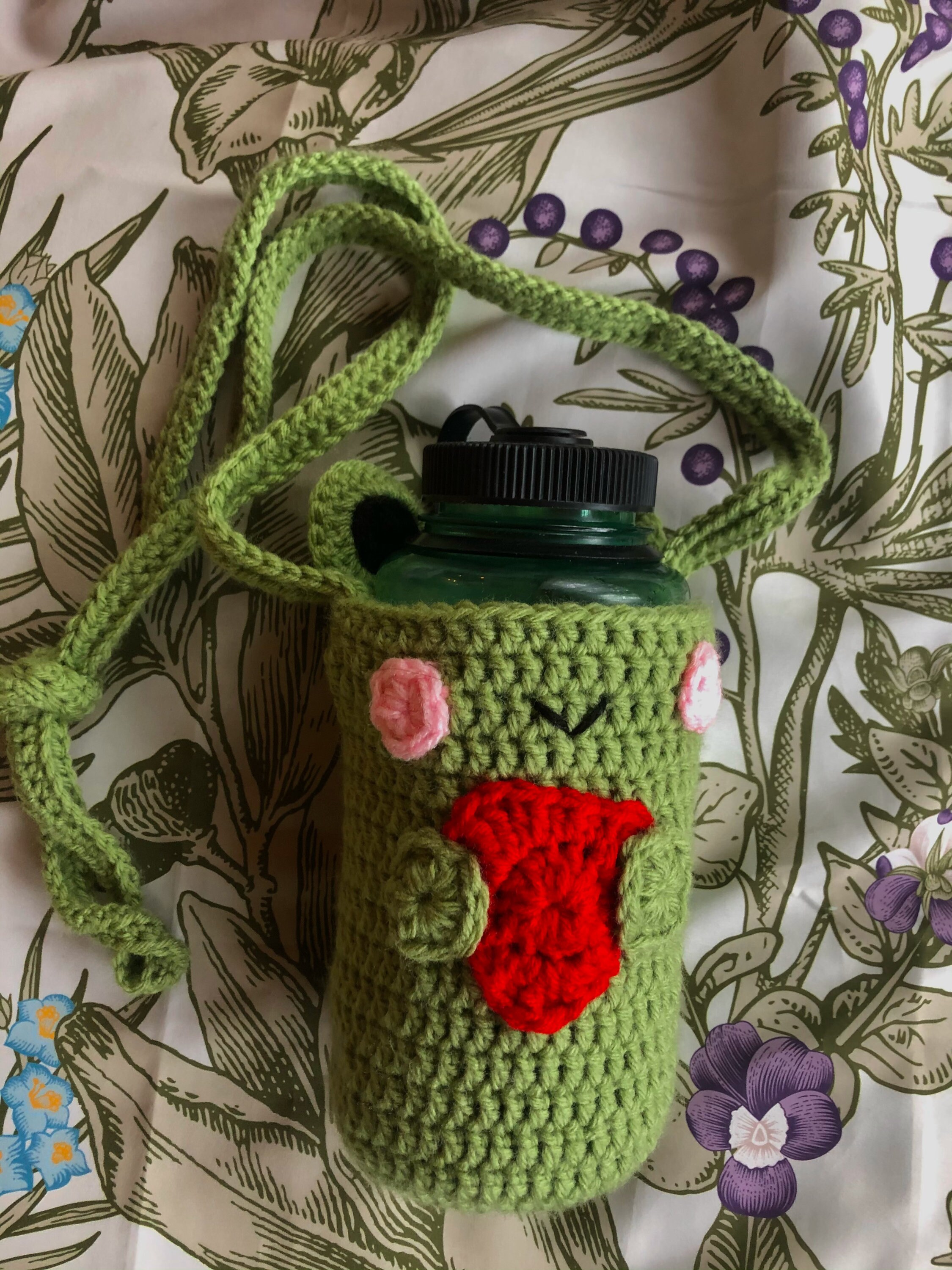 Strawberry Frog Crochet Water Bottle Holder Etsy