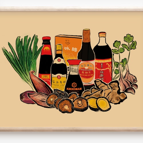 Asian Pantry Art Print Asian Food Illustration Asian Food - Etsy