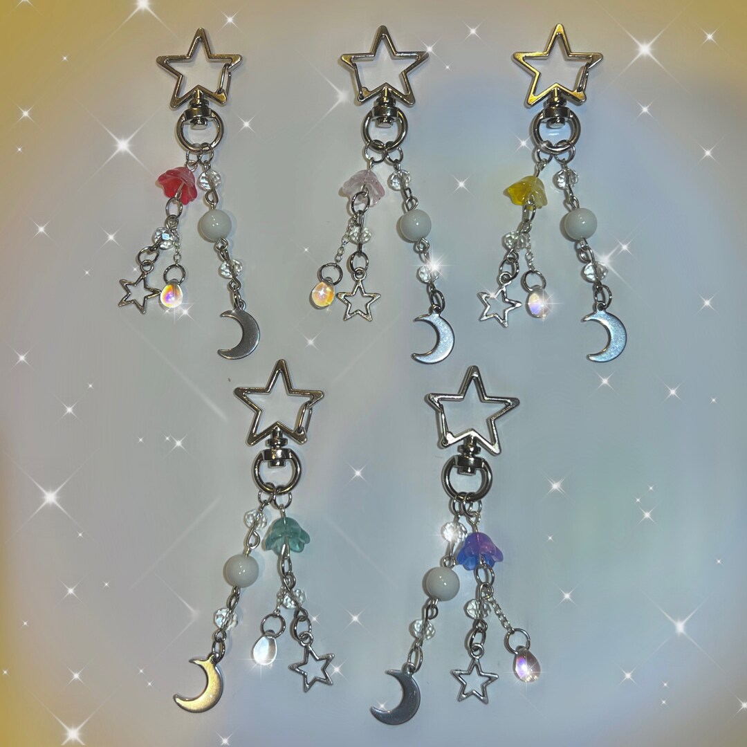 Celestial Star Keychain | Handmade Beaded Keychain, Phone Charm, Cute ...