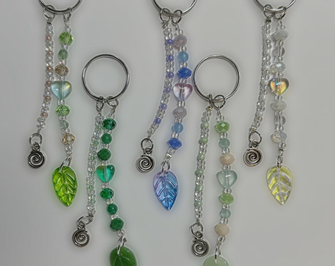 Earthy Beaded Keychains (charm Keychain, Leaf, Cottagecore, Indie ...