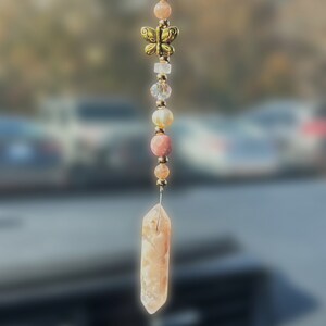 Brandy gemstone Beaded Car Charm Sunstone, Pearl, Flower Agate, Rose ...