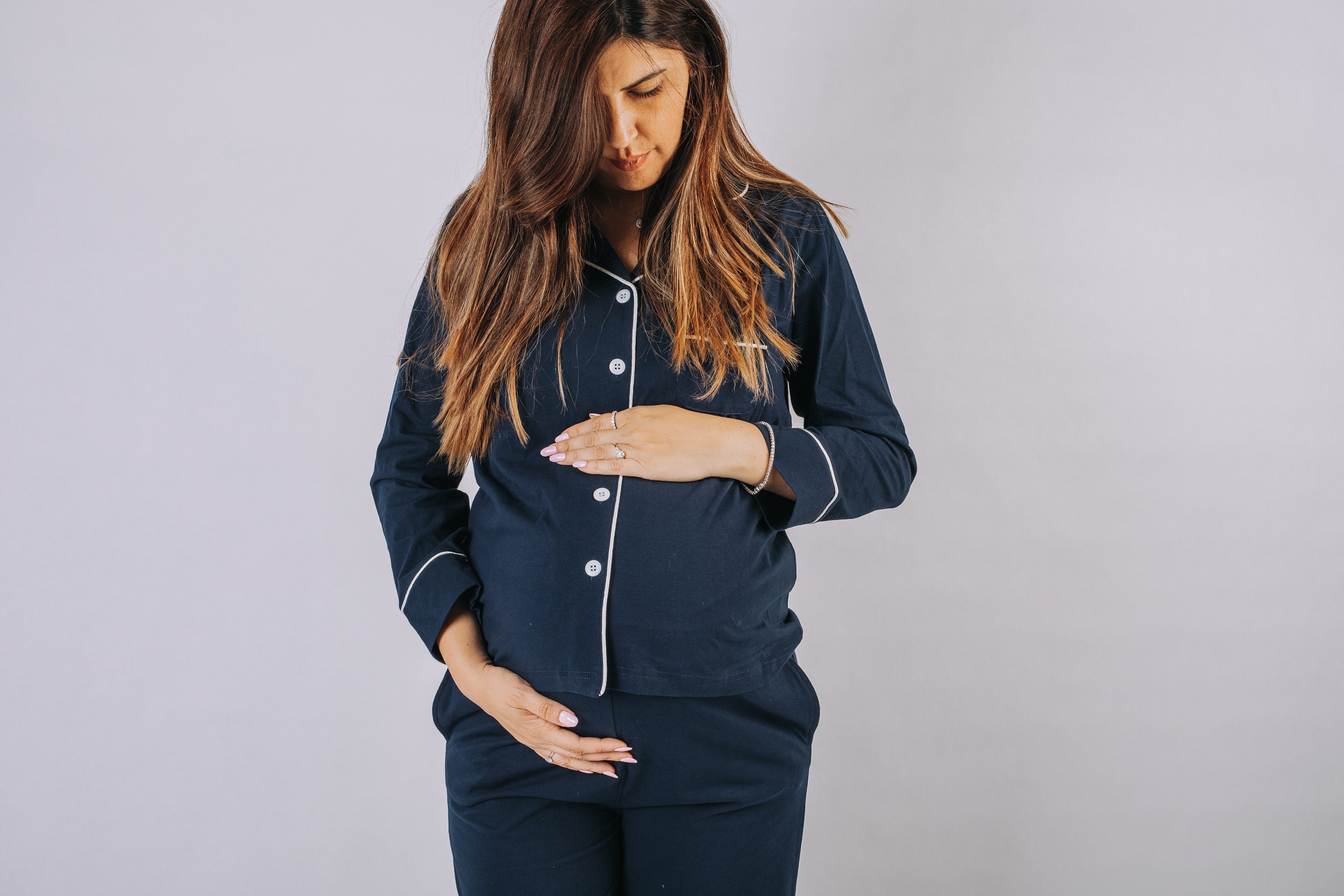 Ekouaer Women Layered Maternity & Nursing Pajama Capri Set Cotton ...