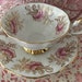 Vintage Queen Anne PINK Cabbage ROSES With Gold Gilt Leaves WIDE Tea ...