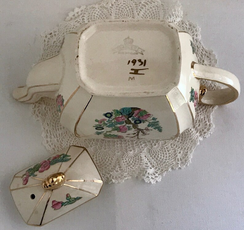 Rare Vintage SADLER 1931 Cube Teapot INDIAN TREE Gold Gilt - Etsy